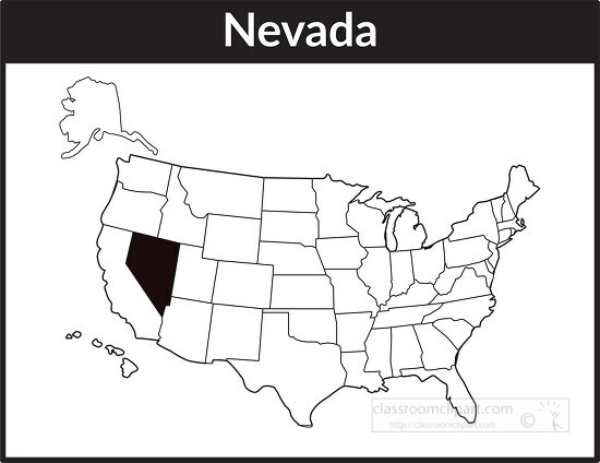 nevada us map square black white clipart - Classroom Clip Art