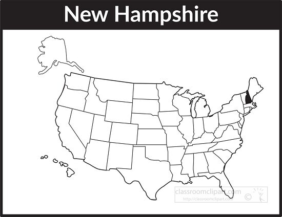 new hampshire map square black white clipart - Classroom Clip Art