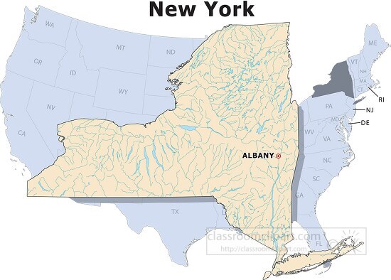 New York state large usa map clipart - Classroom Clip Art
