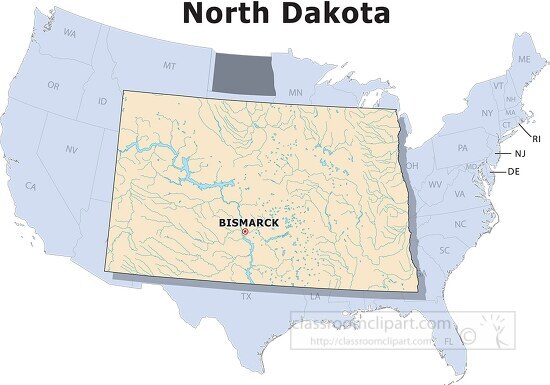North Dakota state large usa map clipart - Classroom Clip Art