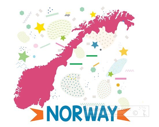 norway illustrated stylized map - Classroom Clip Art