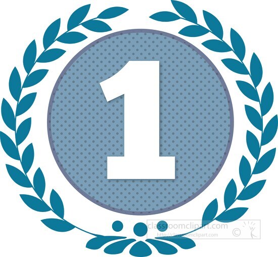 number one 1b dots with wreath design - Classroom Clip Art