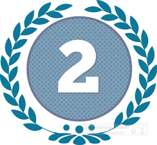 number one 2 dots with wreath design - Classroom Clip Art