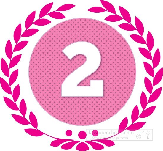 number one 2 dots with wreath design - Classroom Clip Art