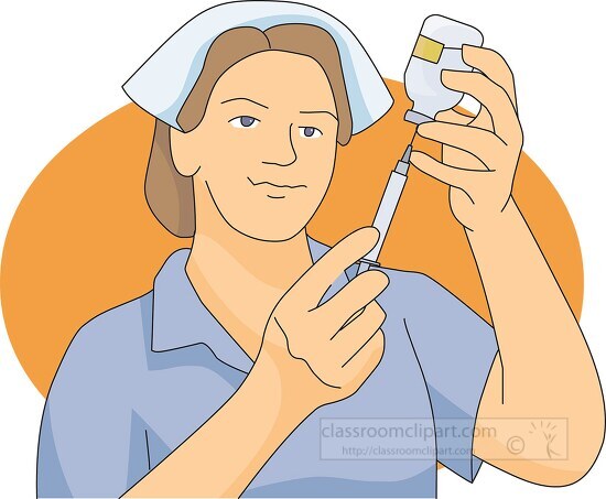 nurse filling a syringe - Classroom Clip Art