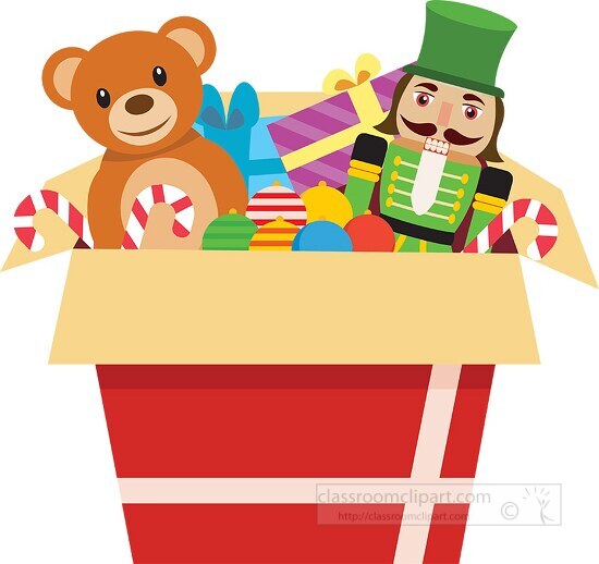 open christmas box with toys clipart 2 - Classroom Clip Art