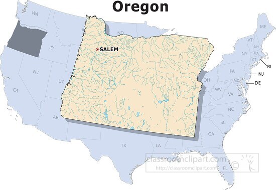 Oregon state large usa map clipart - Classroom Clip Art