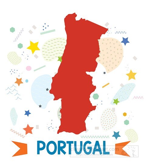 portugal illustrated stylized map - Classroom Clip Art