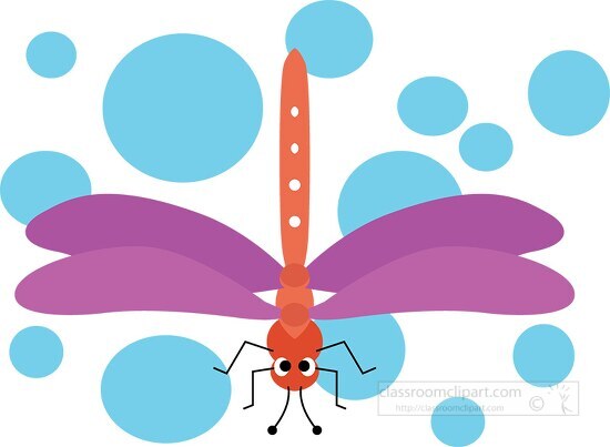 Insect Clipart-colorful dragonfly surrounded spring flowers clipart