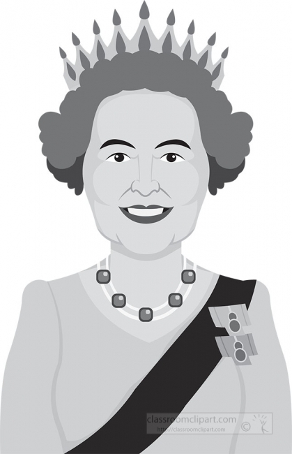 queen elizabeth england wearing crown gray color clipart - Classroom ...
