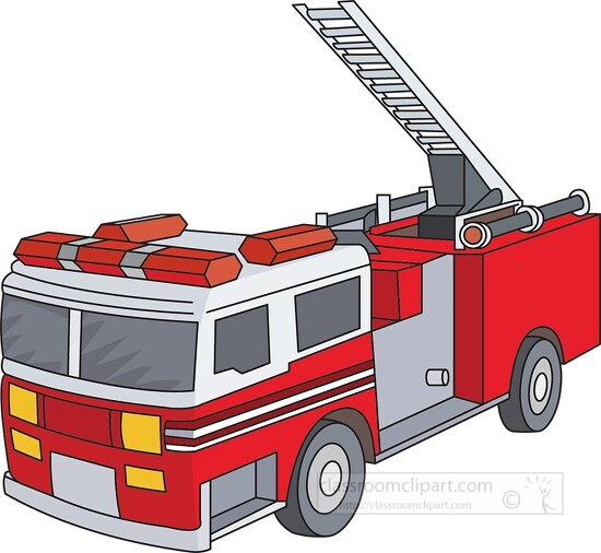 red firetruck with ladder clipart - Classroom Clip Art