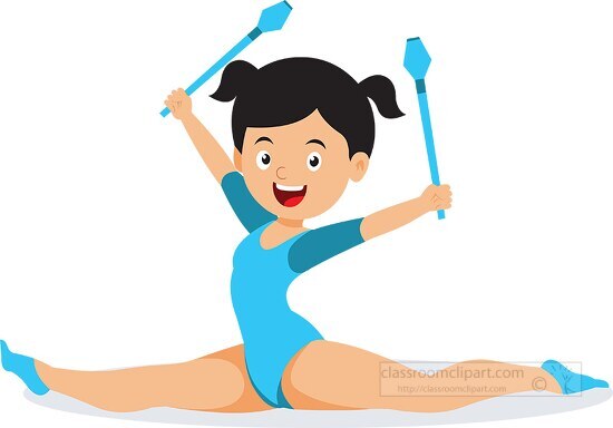 Gymnastics Clipart-rhythmic gymnastics using clubs sports clipart