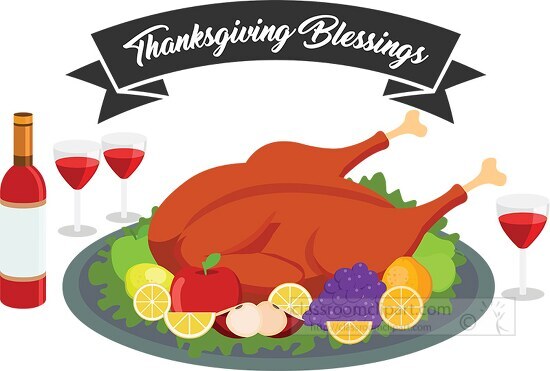 roasted turkey feast happy thanksgiving day celebration clipart ...