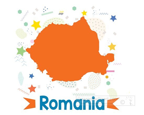 romania illustrated stylized map - Classroom Clip Art