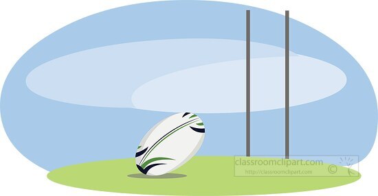 Rugby Clipart-rugby ball near goalpost clipart