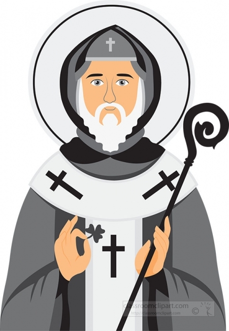 saint patrick holding clover christian clipart gray color clipar ...
