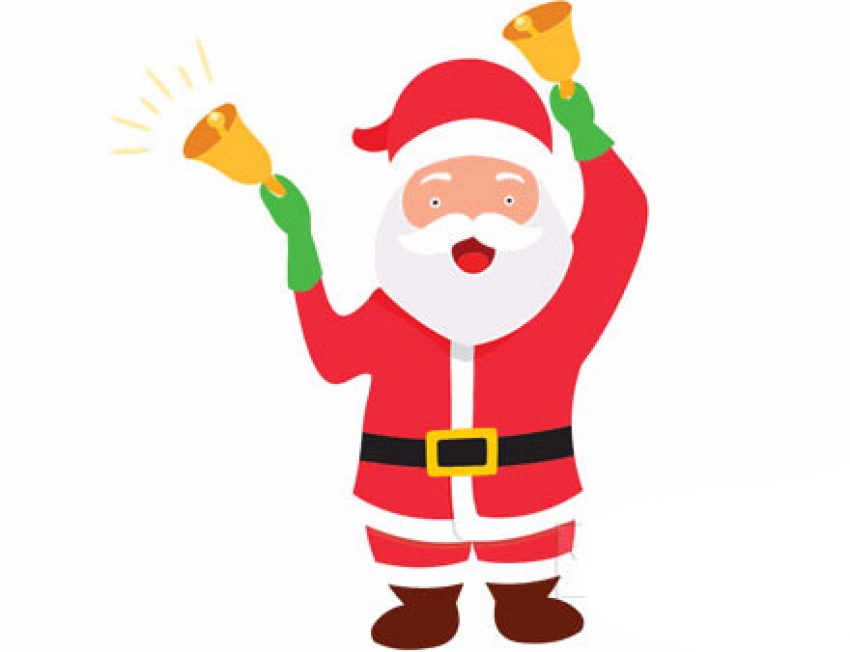 santa ringing gold christmas bells animation - Classroom Clip Art