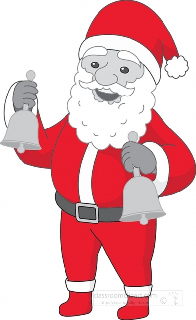 santa with jingle bells gray color clipart - Classroom Clip Art