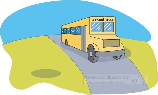school bus on road - Classroom Clip Art