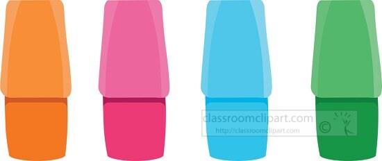 school supplies colorful pencil erasers clipart - Classroom Clip Art