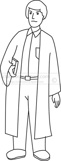 scientist iwearing lab coat outline clipart - Classroom Clip Art