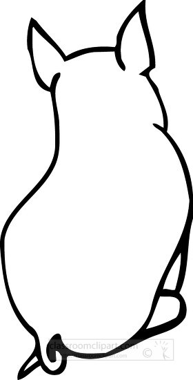 Pig Clipart-sitting pig back side cutout printable clip art