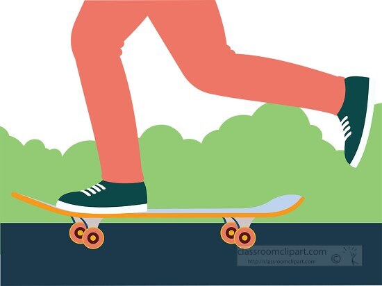 Transportation Clipart - Skateboarder pushing back foot off ground to ...
