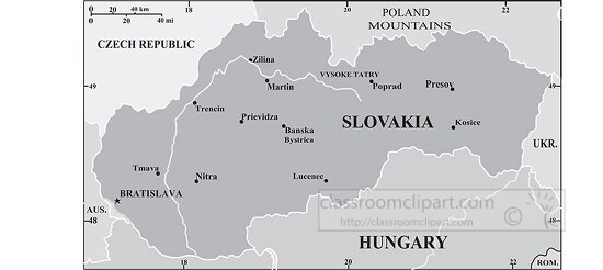 Slovakia country map gray color 2 - Classroom Clip Art