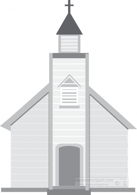 small white christian church gray color clipart - Classroom Clip Art