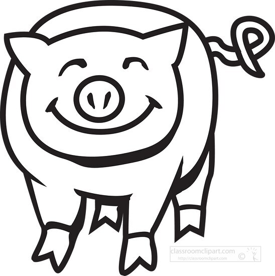 Pig Clipart-sitting pig back side cutout printable clip art