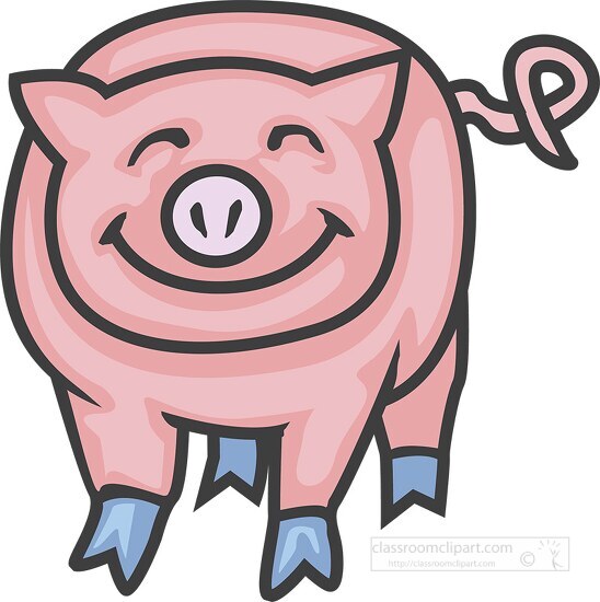 Pig Clipart-smiling pig resting on wooden fence clip art