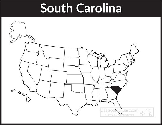 south carolina map square black white clipart - Classroom Clip Art