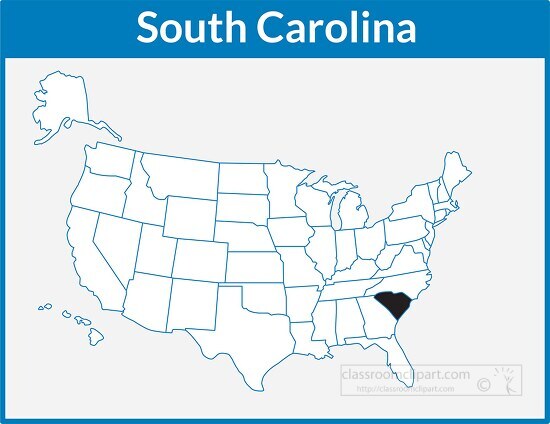 south carolina map square color outline clipart - Classroom Clip Art
