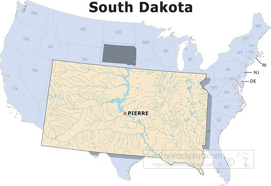 South Dakota state large usa map clipart - Classroom Clip Art