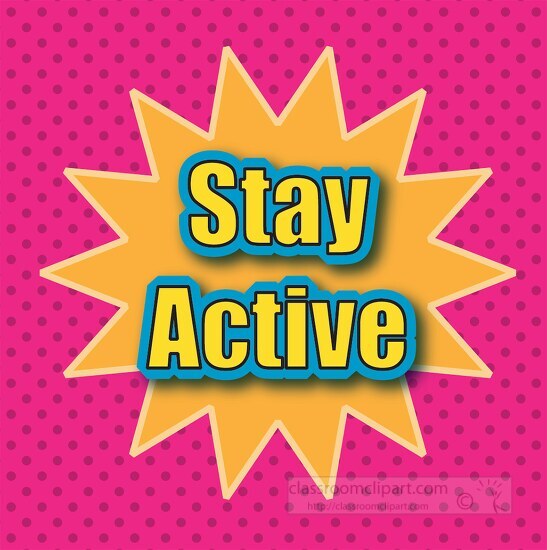 stay active motivation square design clipart - Classroom Clip Art