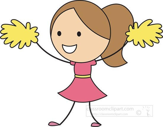 Free stick figure cheerleader with yellow pom pom clipart - Classroom ...