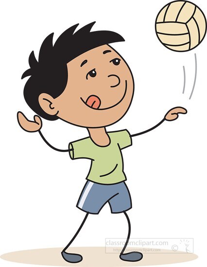 stick figure serving volleyball on the beach - Classroom Clip Art