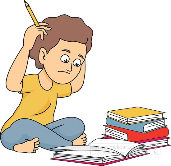 student confused with lots of homework - Classroom Clip Art