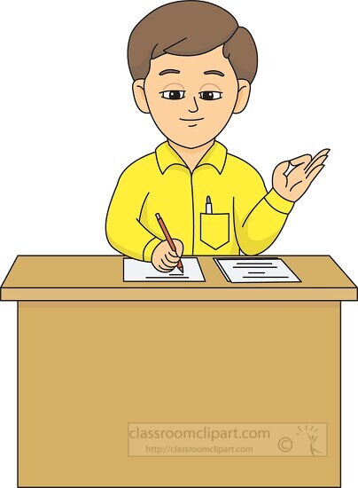 student counting with fingers in classroom - Classroom Clip Art