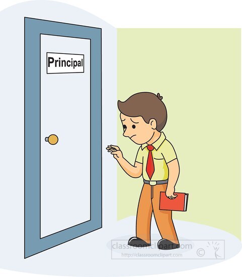 student outside principals office door 2 - Classroom Clip Art