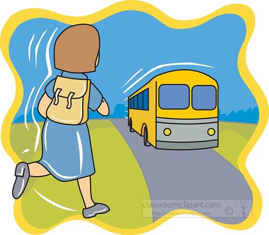 student running to bus - Classroom Clip Art