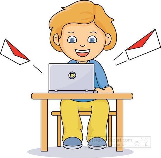 student sending email 13 - Classroom Clip Art