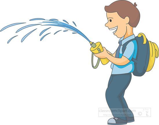 summer fun throwing water from water bottle - Classroom Clip Art
