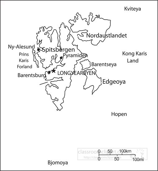 Svalbard sv country map black white - Classroom Clip Art