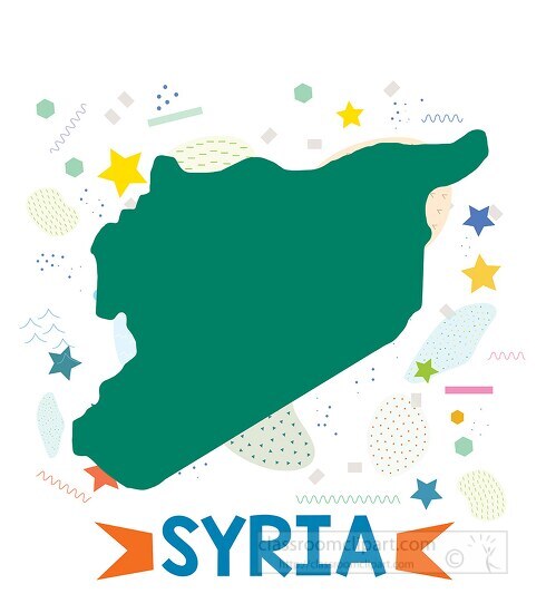 syria illustrated stylized map - Classroom Clip Art