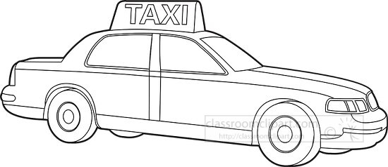 taxi for hire transportation black white outline clipart918 - Classroom ...