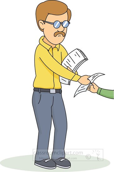 teacher giving question papers in the classroom - Classroom Clip Art