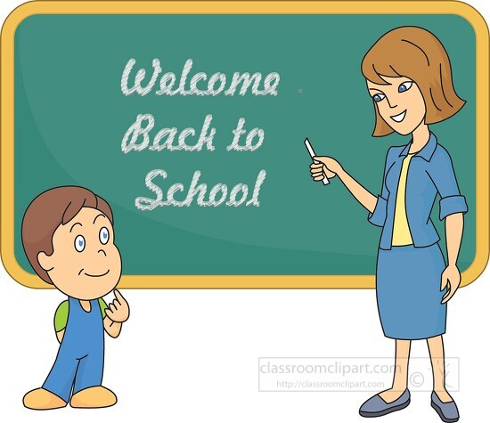 teacher welcome student back to school chalkboard - Classroom Clip Art