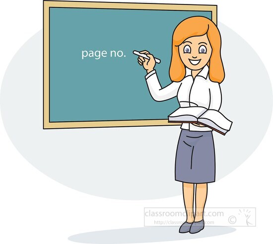 teacher writing on blackboard 12 - Classroom Clip Art