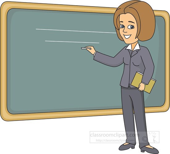 teacher writing on classroom board lady - Classroom Clip Art